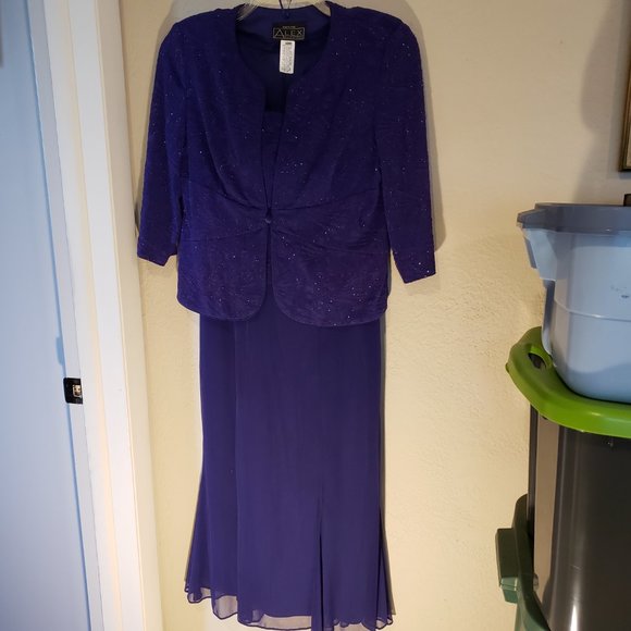 Alex Evenings | Dresses | Womens Purple Evening 2 Pc Dress Jacket Alex ...